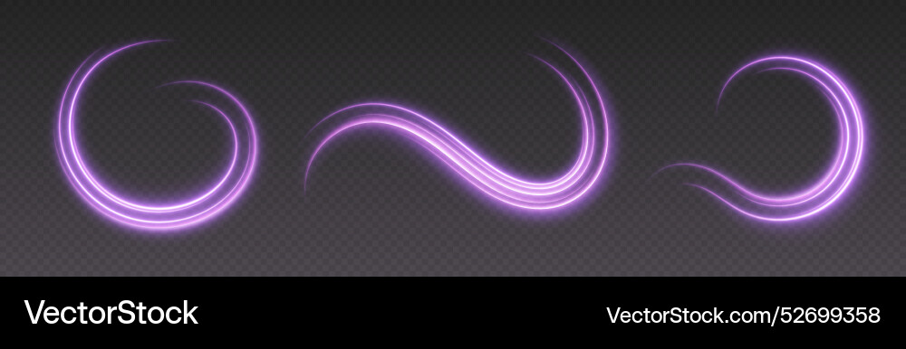 Glowing purple light swirls with smooth flowing Vector Image