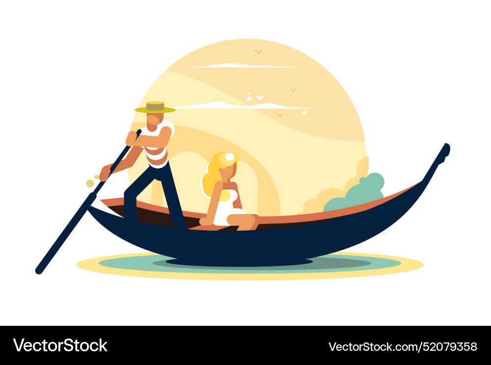 Gondola ride couple Royalty Free Vector Image - VectorStock