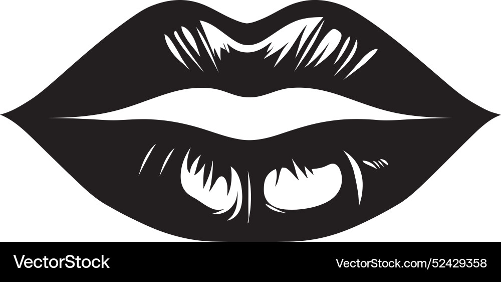 Graphical allure black lips artworkcharcoal Vector Image