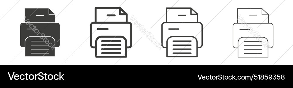 Print line icon set simple office printer Vector Image