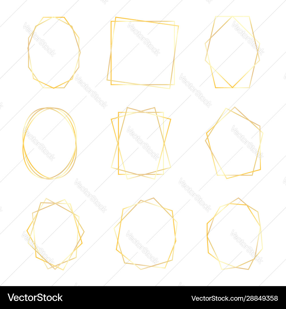 Set gold geometric luxury frames border Royalty Free Vector