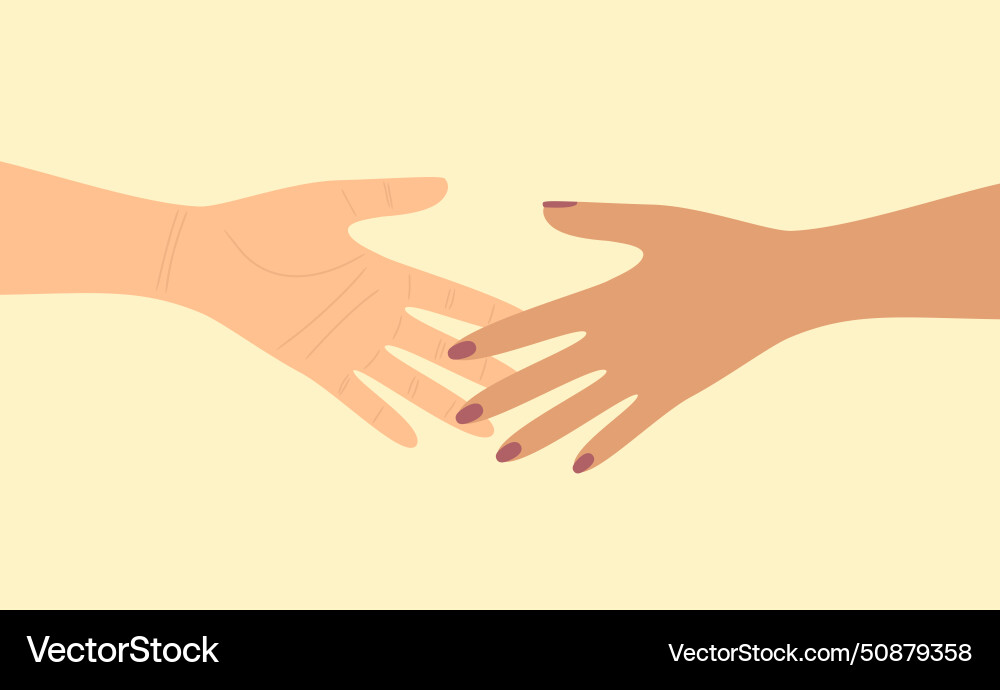 Two female hands reaching for a handshake flat Vector Image