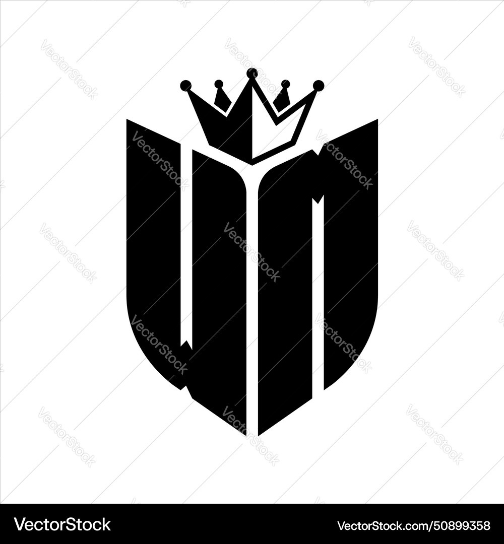 Wm letter monogram with shield shape crown Vector Image