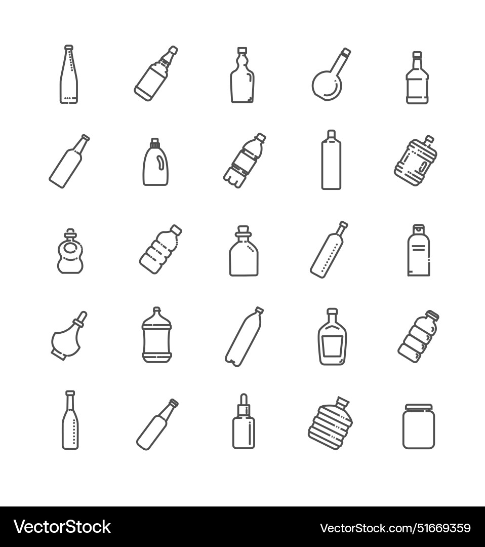 Bottle packaging collection -outline flat Vector Image