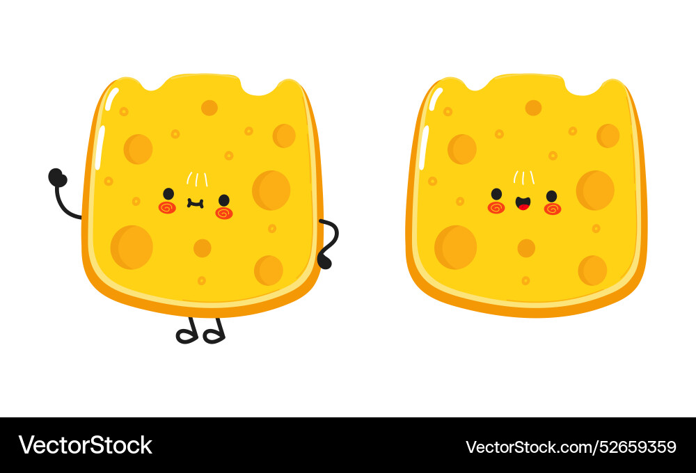 Cheese character hand drawn cartoon kawaii Vector Image