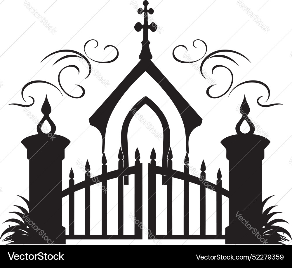 Enchanted entries church gates adorned Royalty Free Vector