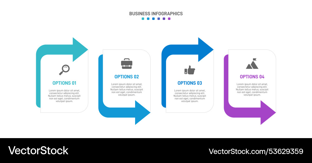 Horizontal progress bar featuring 4 arrow-shaped Vector Image