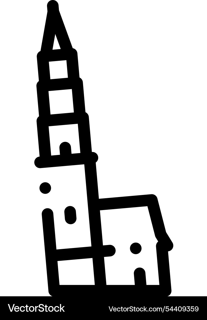 Leaning tower of pisa icon thin linear style Vector Image