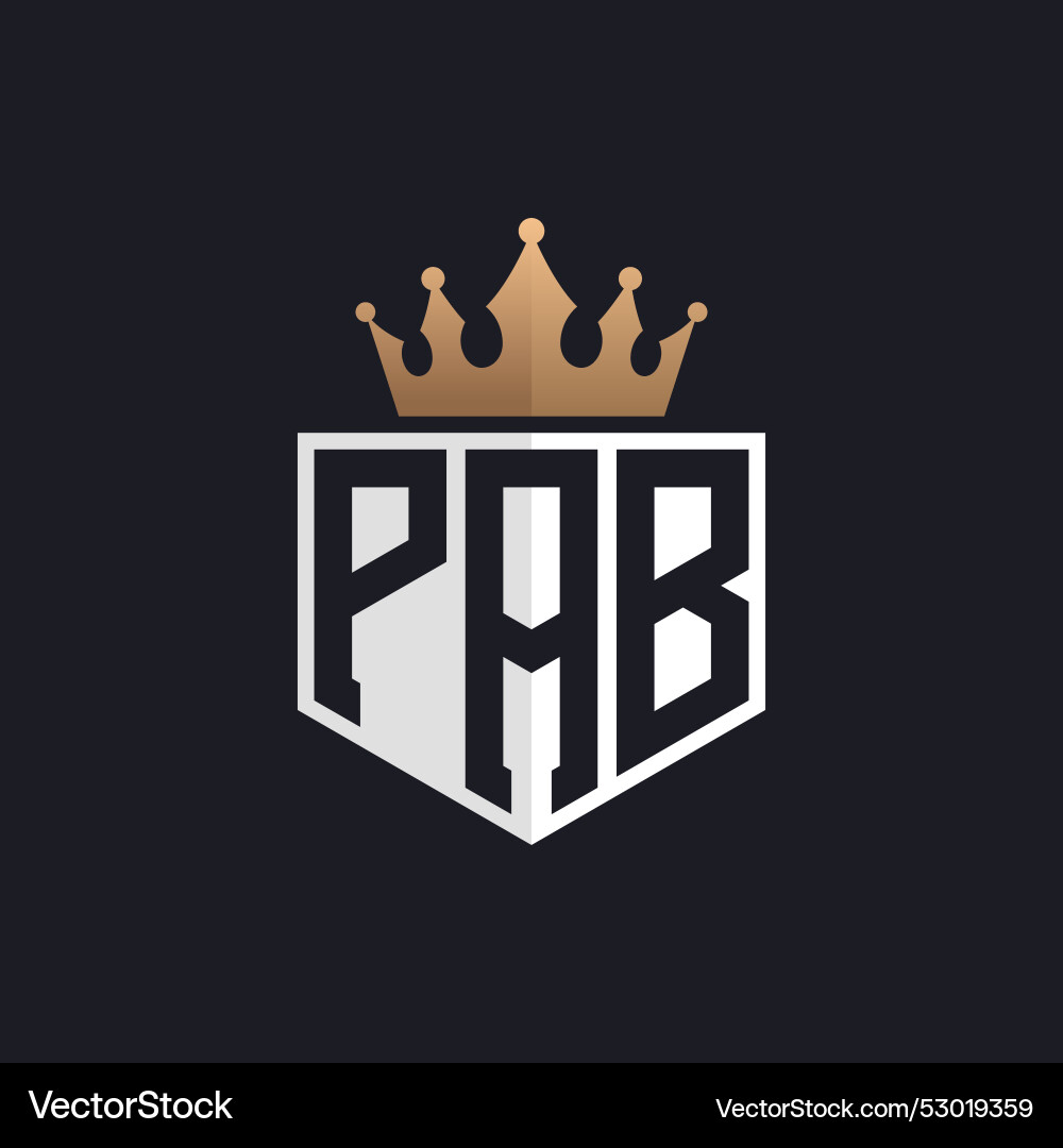 Luxury pab logo with crown elegant initials Vector Image