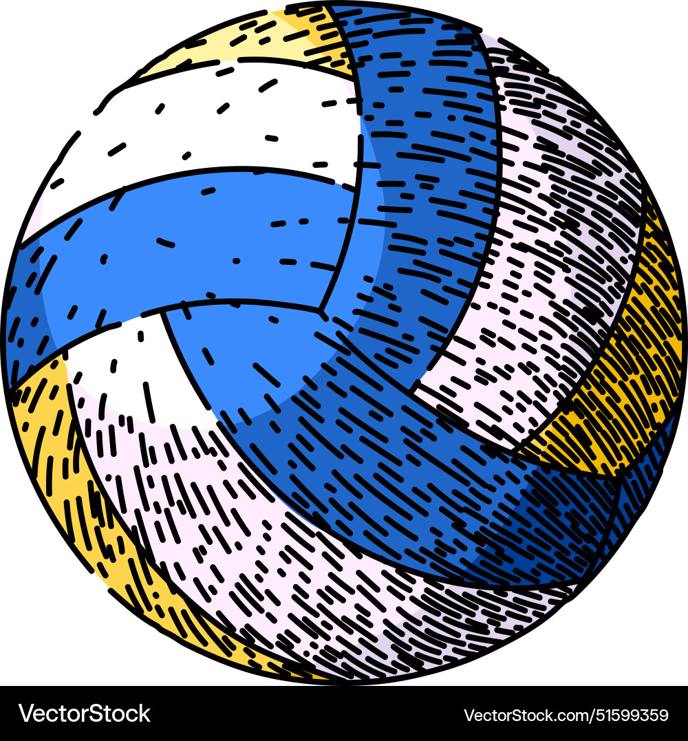 Net volleyball ball sketch hand drawn Royalty Free Vector