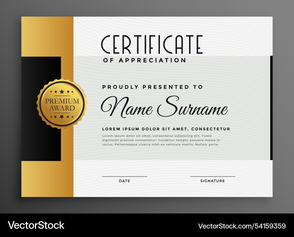 Premium luxury certificate design template Vector Image