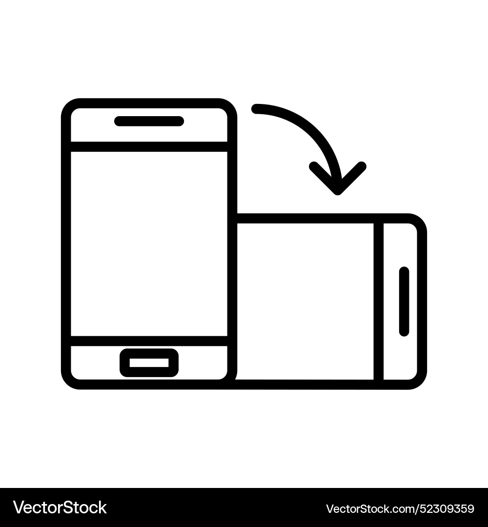 Rotate phone icon linear logo mark in black Vector Image