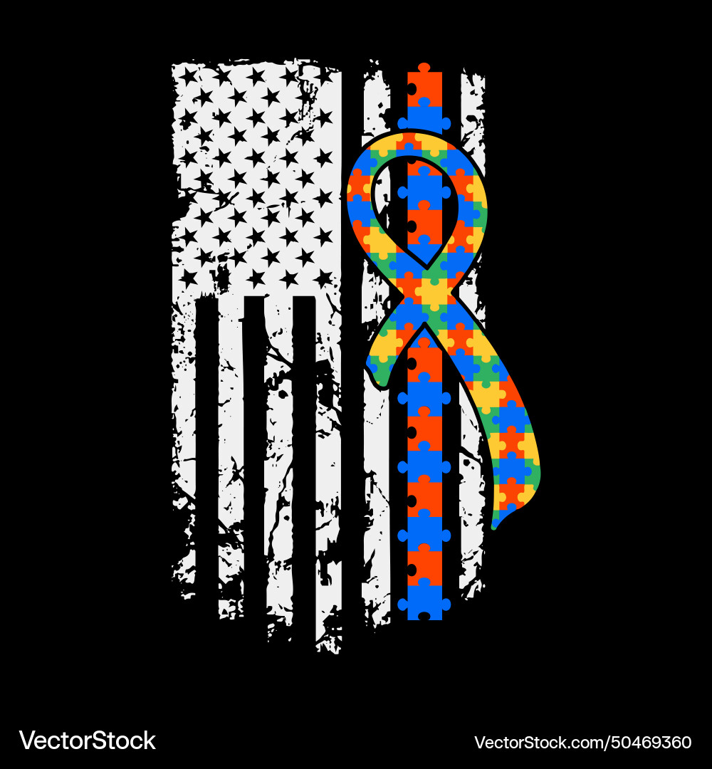 Autism american flag puzzle awareness Royalty Free Vector