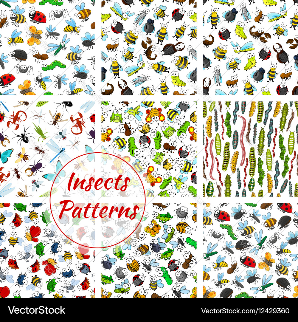 Cartoon Insect Patterns Royalty Free Vector Image