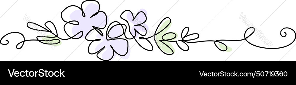 Flowers decoration row border continuous one line Vector Image