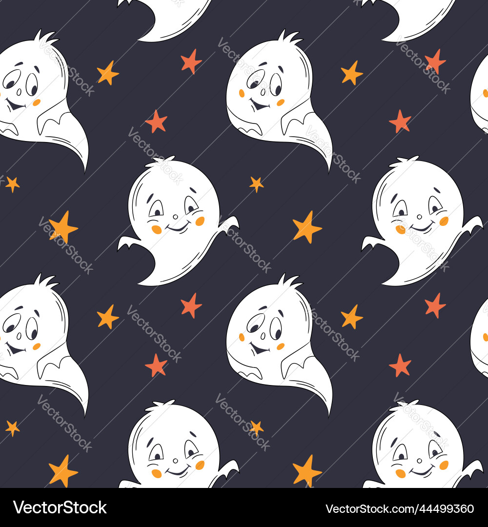 Funny Ghost Halloween Pattern Royalty Free Vector Image