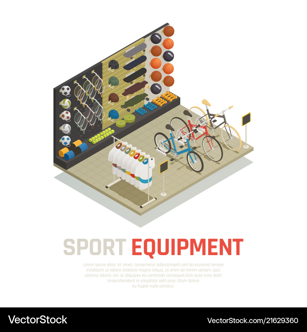 Sport equipment isometric composition Royalty Free Vector