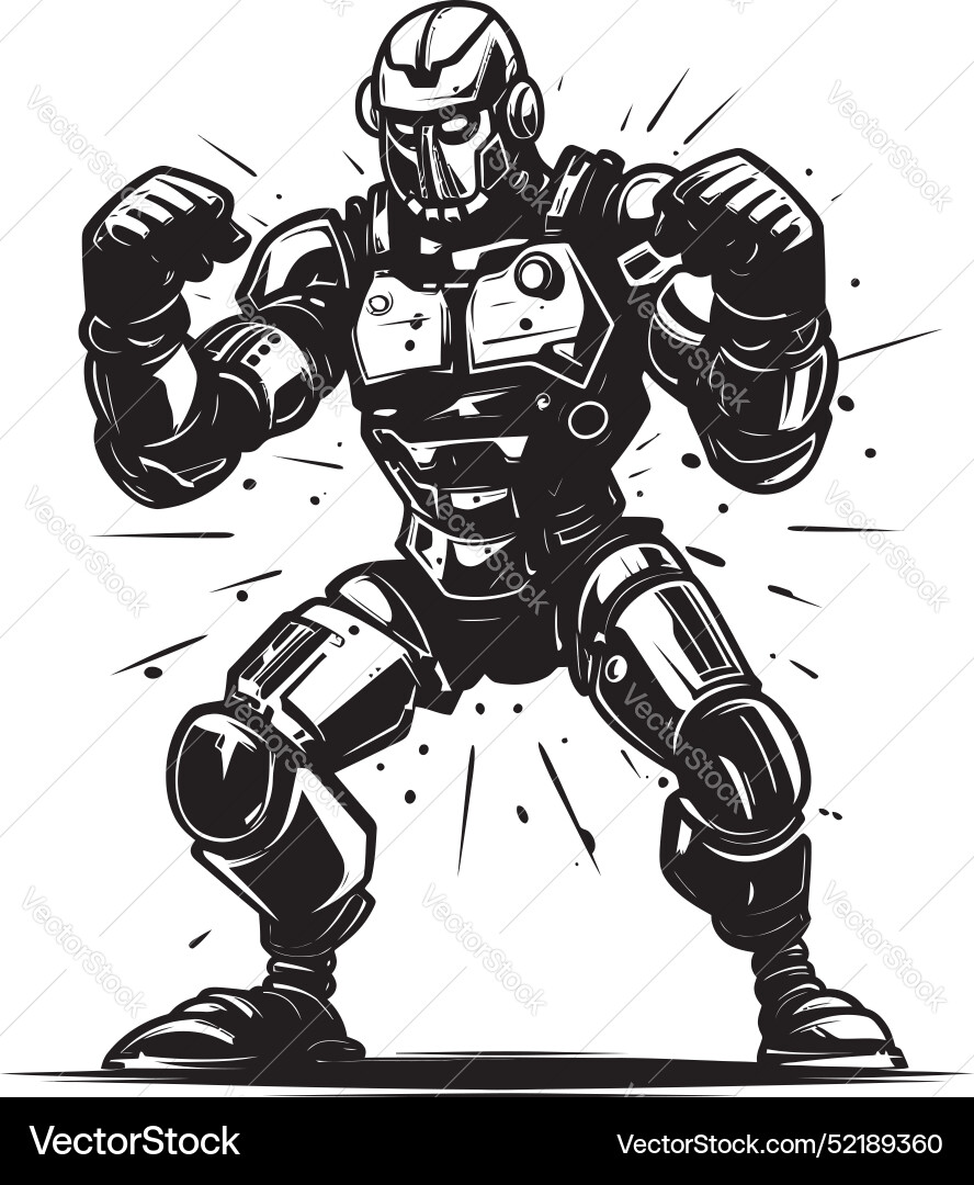 Titanium puncher robot boxer black logo design Vector Image