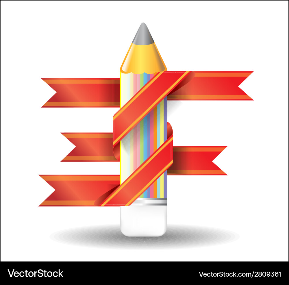 Colorful Pencil with Ribbon Royalty Free Vector Image