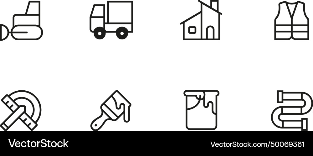 Construction equipment icon set tractor loader Vector Image