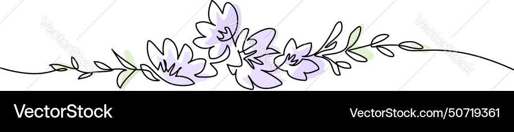 Flowers decoration row border continuous one line Vector Image