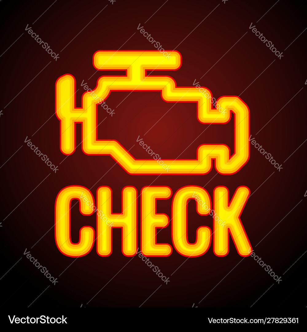 Glowing Check Engine Light Symbol Royalty Free Vector Image