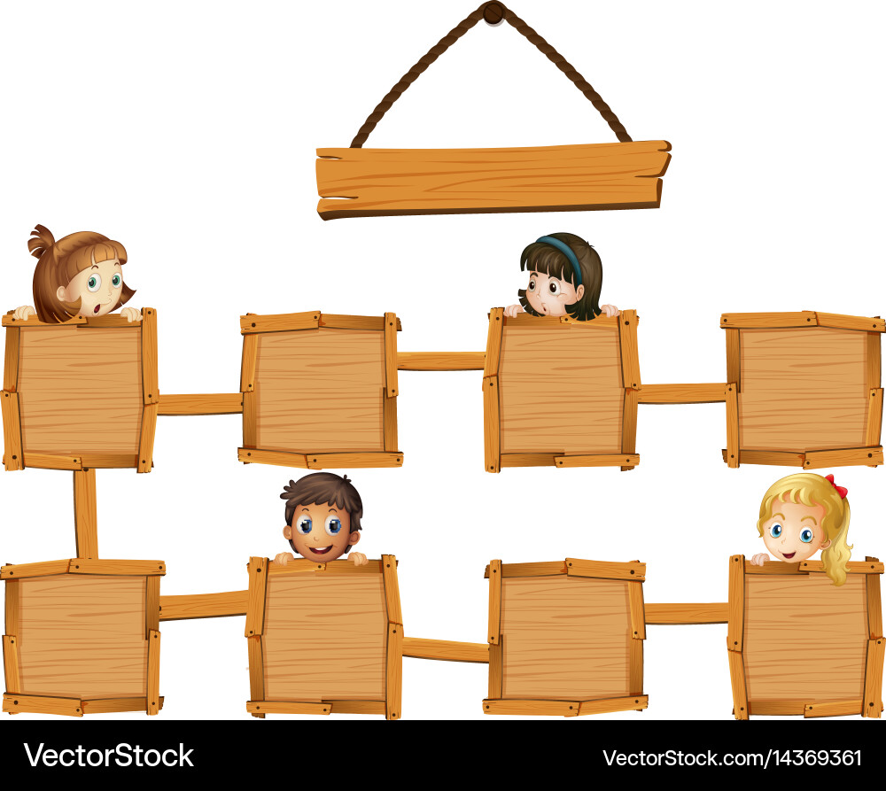 Kids and wooden boards Royalty Free Vector Image