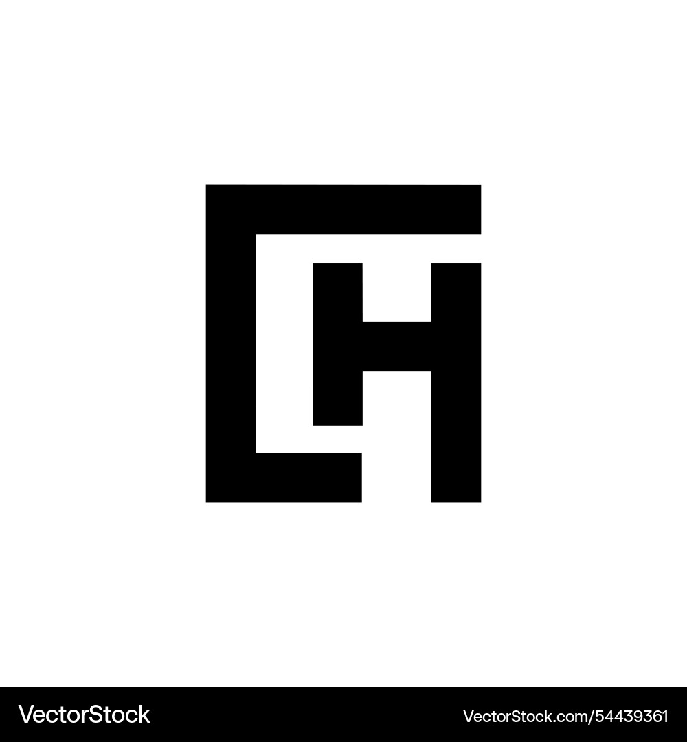 Letter ch rectangle shape creative typography logo