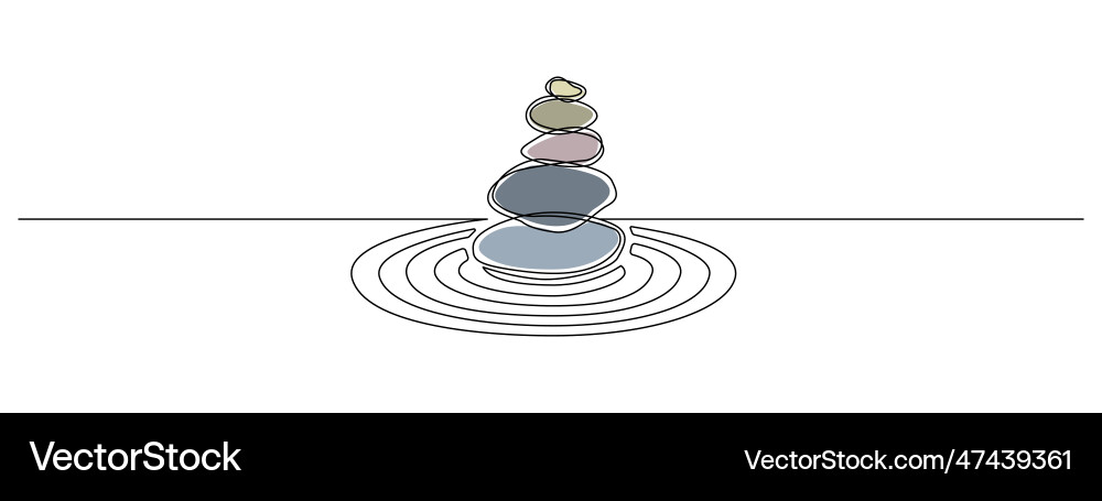 Natural pebble stone in one continuous line Vector Image