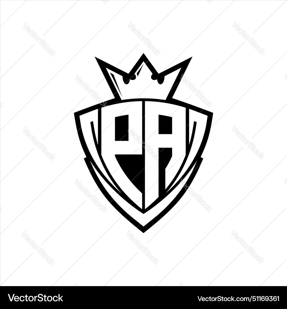 Pa letter logo with sharp triangle shield shape Vector Image