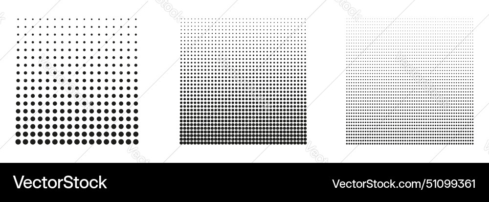Progressive halftone dot patterns in black Vector Image