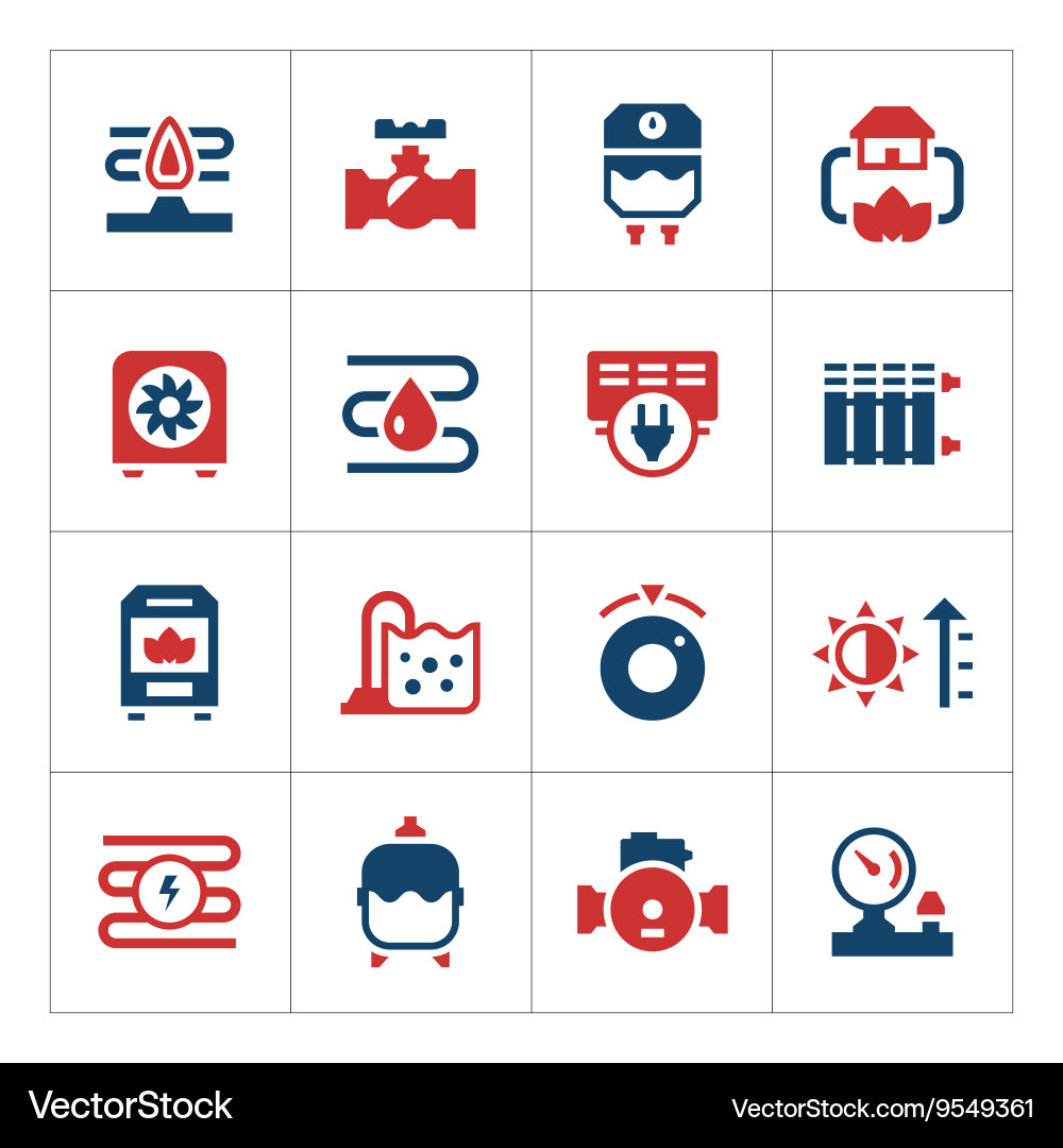 Set color icons of heating Royalty Free Vector Image