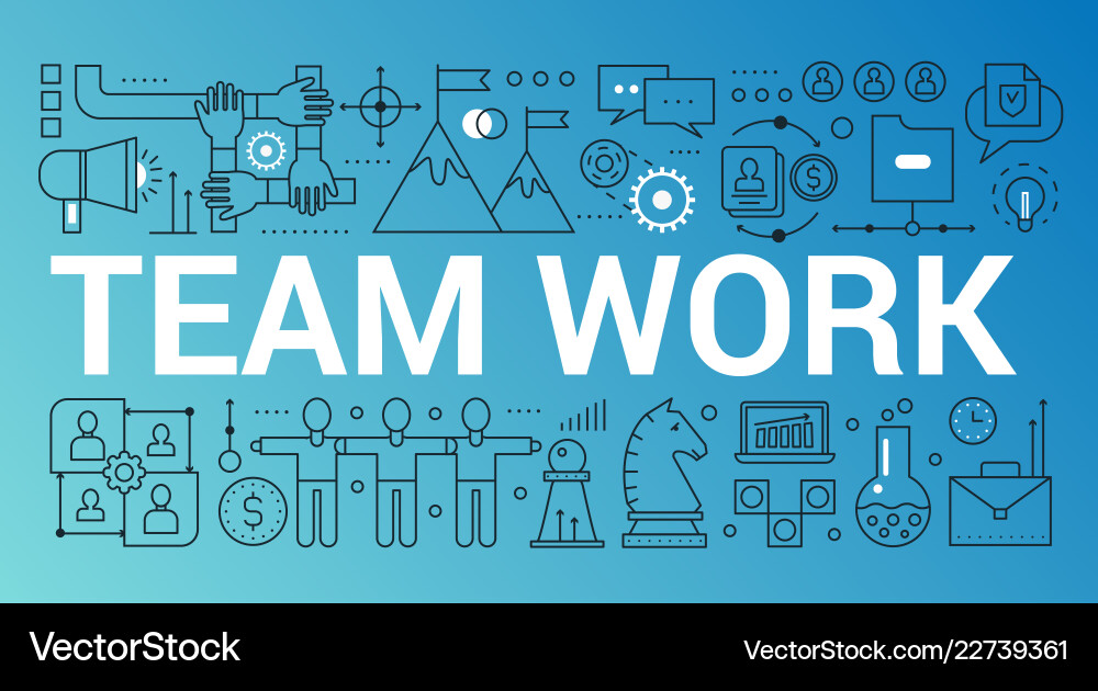 Team work word trendy composition concept banner Vector Image
