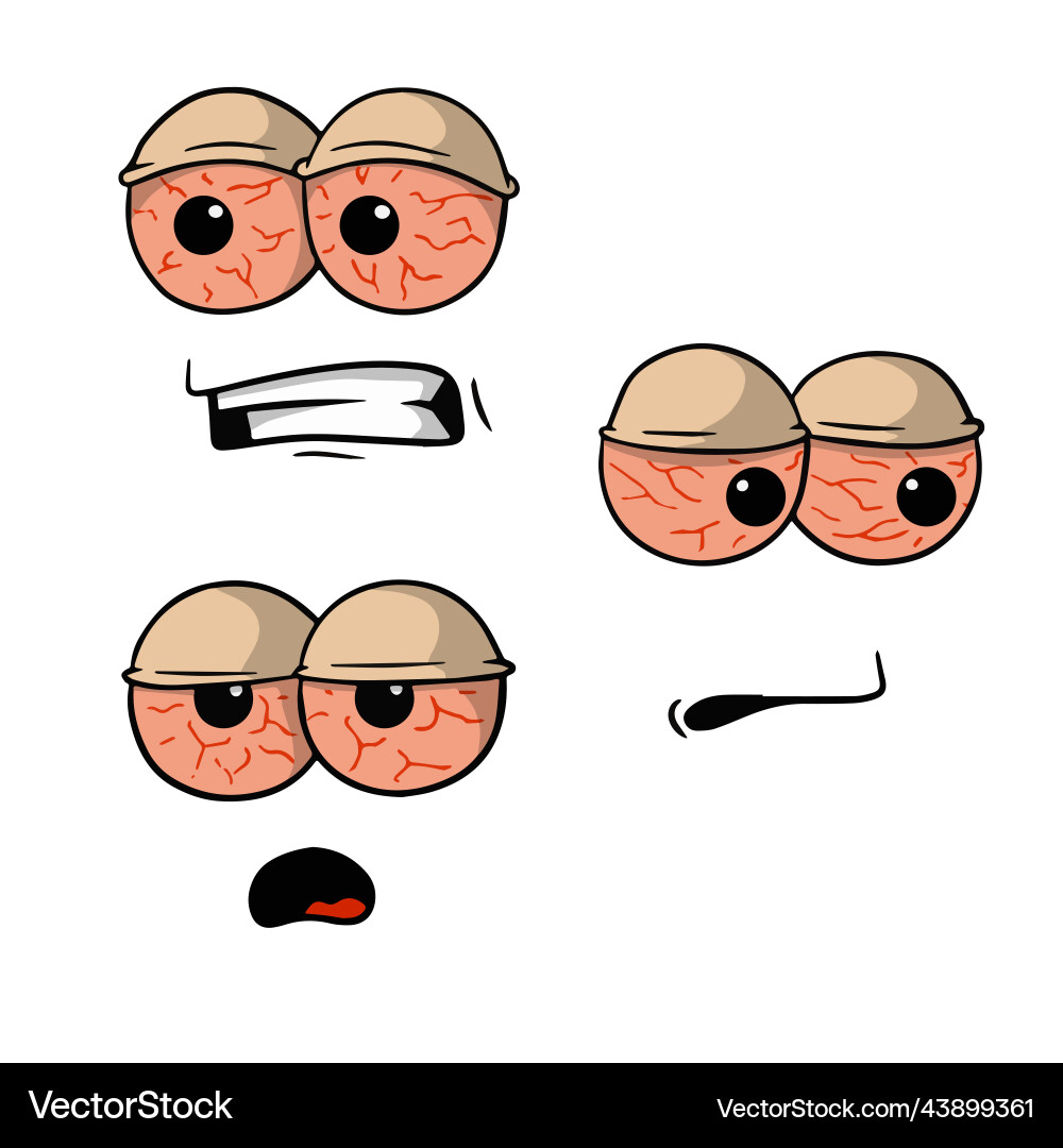 Tired face with red eyes stoned character Vector Image