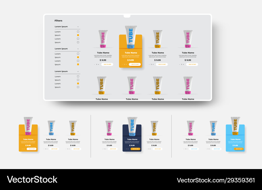 Ui design set product cards for e-commerce Vector Image