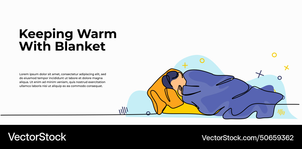 A young man sleeps in blanket Royalty Free Vector Image