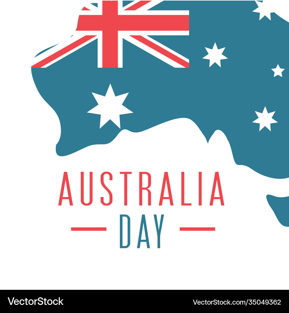 Australia day flag in map lettering white Vector Image