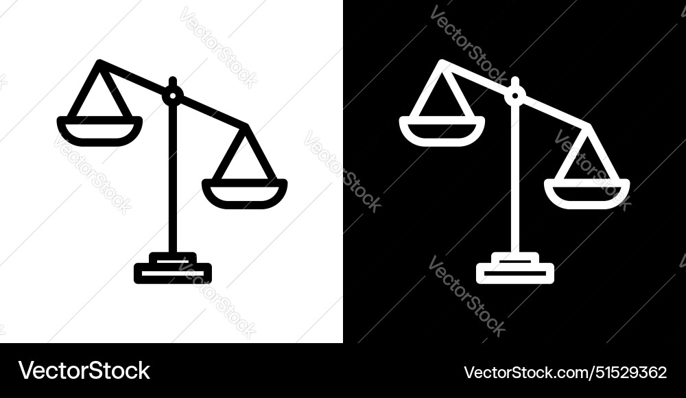 Balance scale icon set justice equal integrity Vector Image