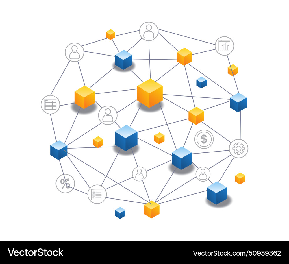Blockchain technology business network Royalty Free Vector