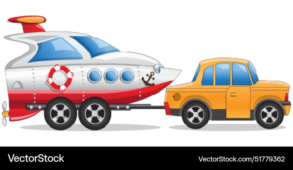 Car with a boat trailer Royalty Free Vector Image