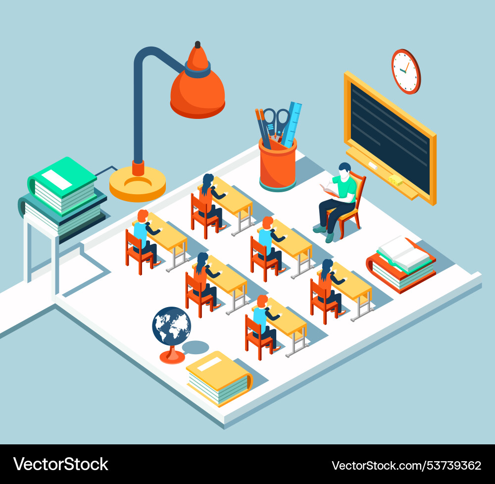 Classroom concept with teacher and students Vector Image