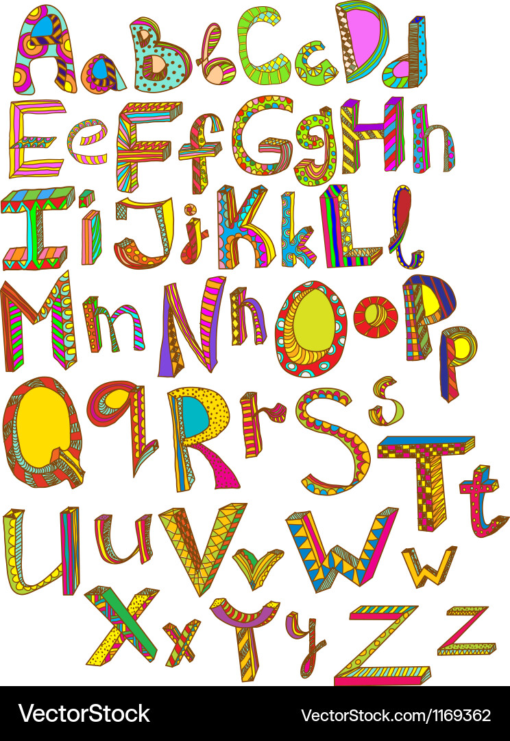 Colorful abc hand drawn Royalty Free Vector Image