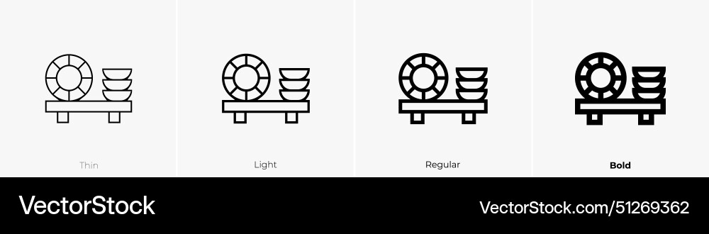 Crockery icon thin light regular and bold style Vector Image
