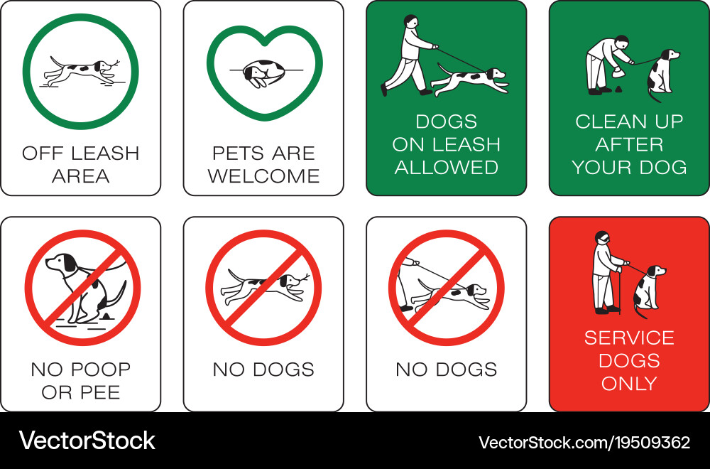 Dog owner sign set prohibiting and resolving Vector Image
