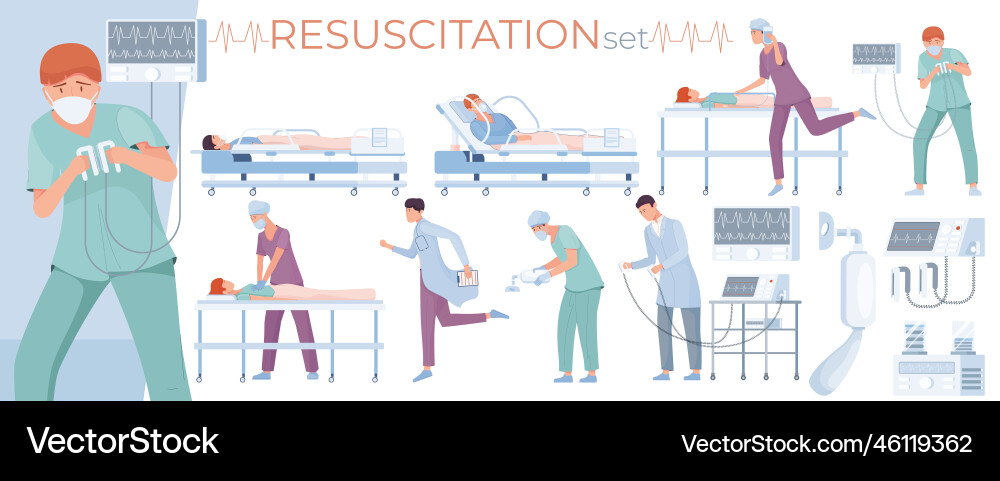 Intensive care resuscitation set Royalty Free Vector Image