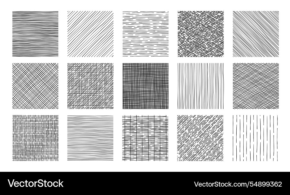 Line Crosshatch Muster und Cross Hatch Texturen Vektorbild