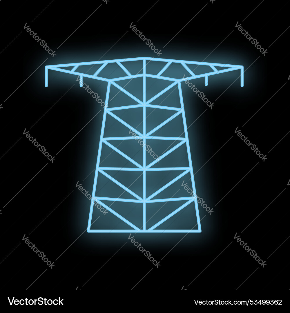 Neon sign representing a power line tower Vector Image