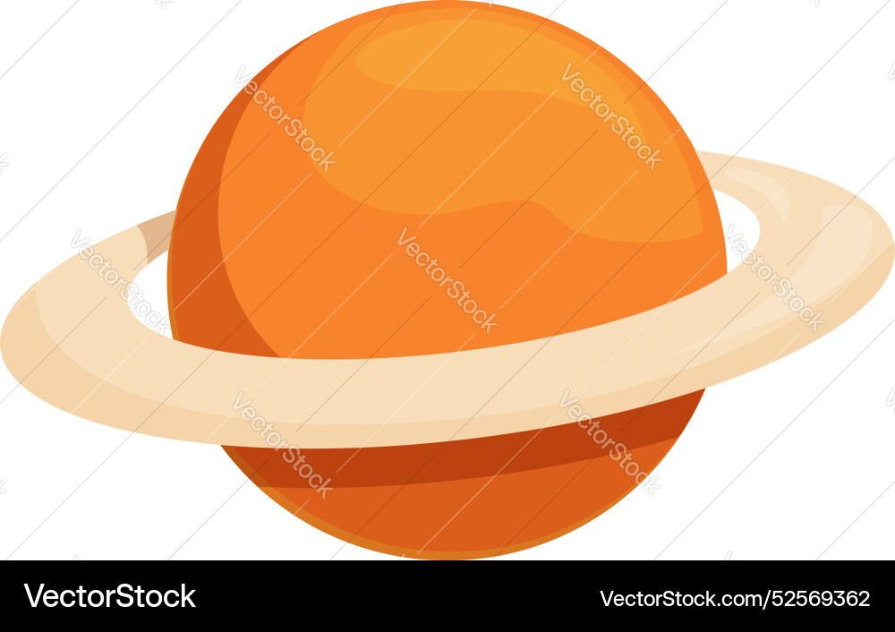 Orange planet with ring orbiting in solar system Vector Image