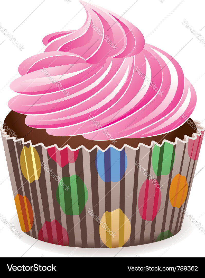 Pink cupcake Royalty Free Vector Image - VectorStock