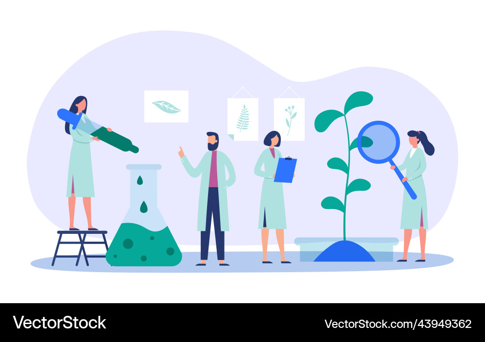 Working scientists in laboratory research Vector Image